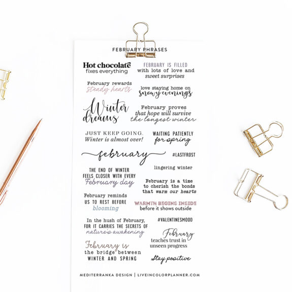 February phrases - Live in color Planner