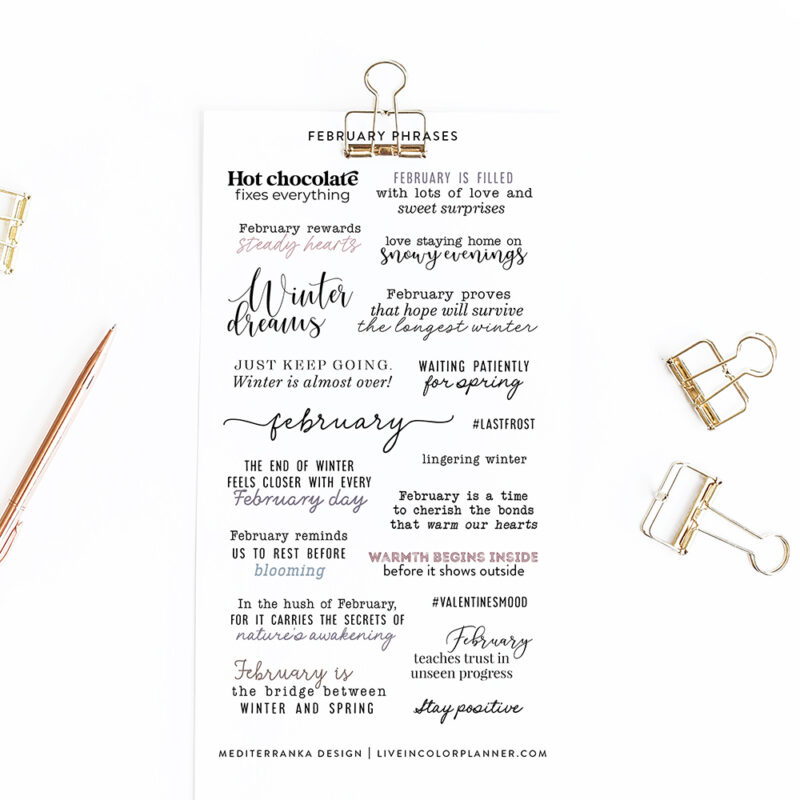 February phrases - Live in color Planner