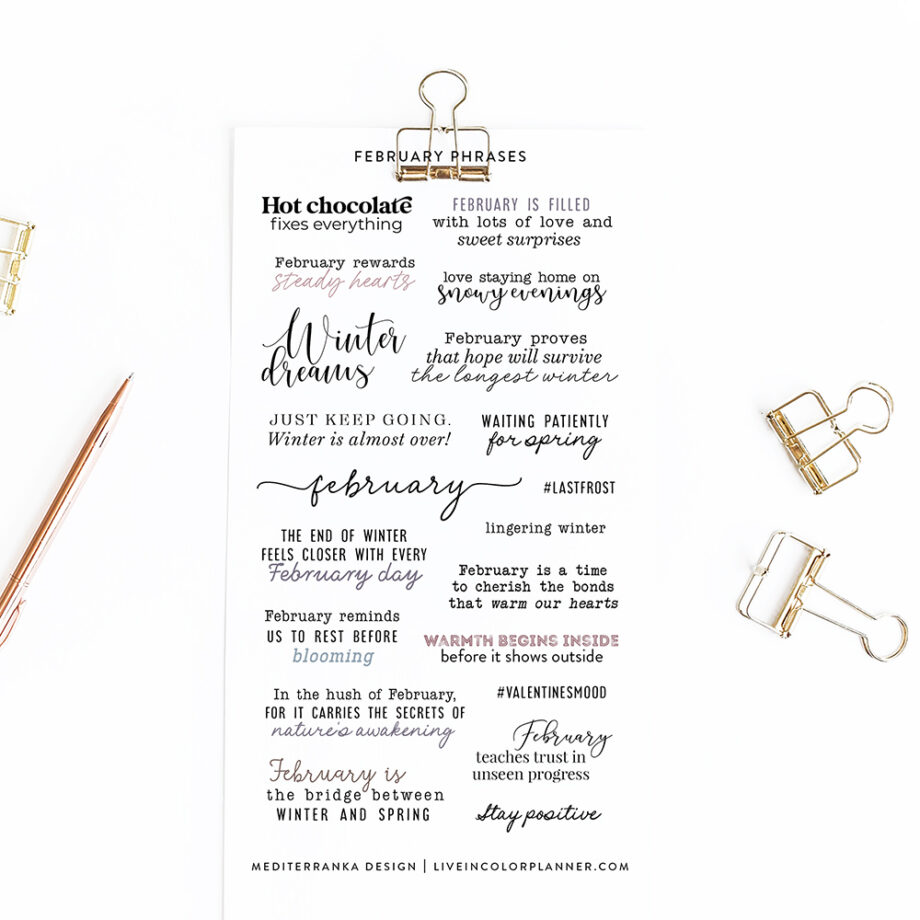 February phrases - Live in color Planner